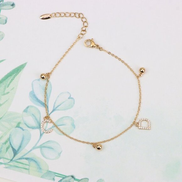 ACCEPT OFFER | Jewelry | Delicate Rose Gold Bracelet With Cz Charms ...